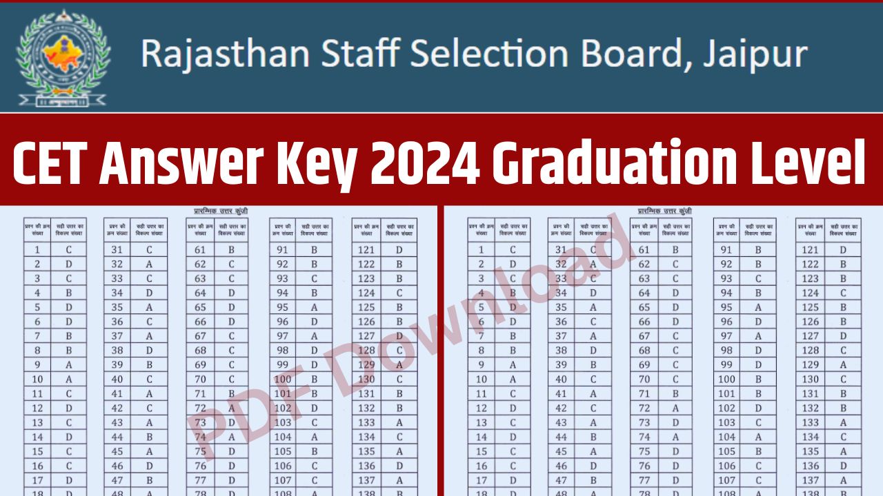 Rajasthan CET Answer Key 2024 for Graduation Level: ग्रेजुएशन लेवल की ...