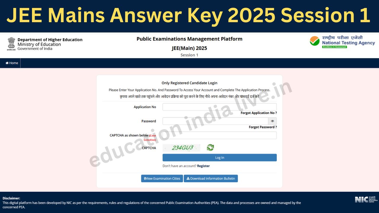 jee mains answer key 2025 session 1 – Education India Live